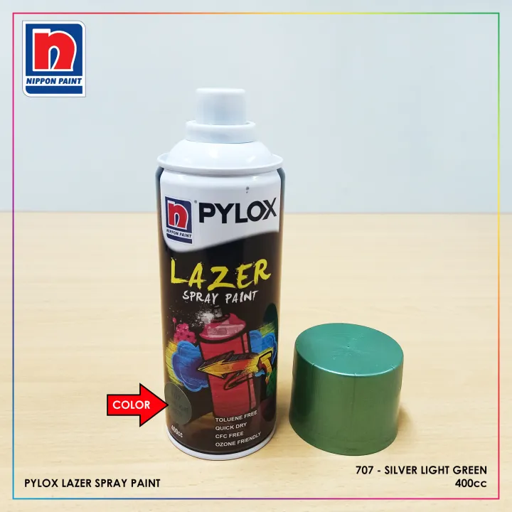 Pylox Lazer Spray Paint Metallic Silver Light Green PLZ707 400cc ...