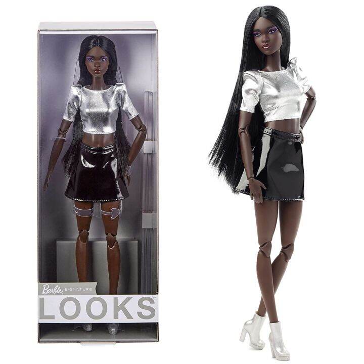 Barbie Signature Barbie Looks Doll Dark-Brown Straight Hair Tall Body ...