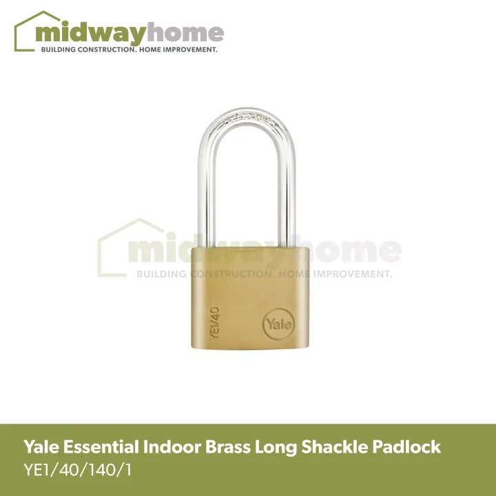 Yale Essential Series Indoor Brass Long Shackle Padlock 40mm (YE1/40 ...