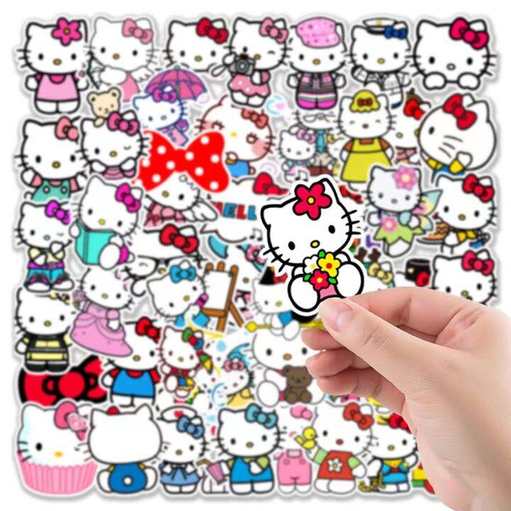 50Pcs/Set Hello Kitty Waterproof Sticker for Glass Pencil Case Laptop ...