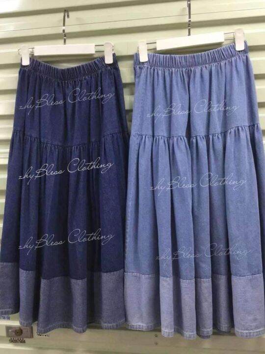 Thai Made Maong Skirt Full Garterize 30 inches long (FREE SIZE-fit to ...