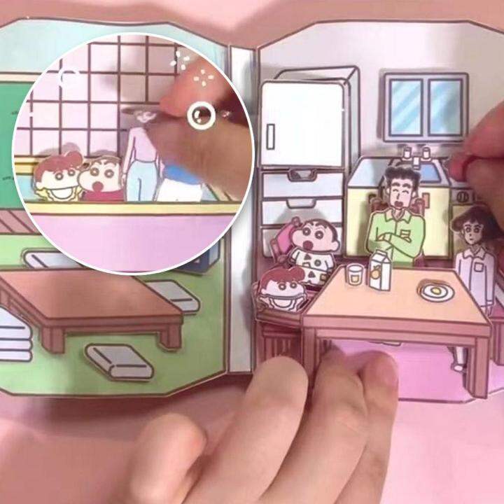 Crayon Shin-chan Handmade DIY Quiet Decompression Game Scene Up House ...