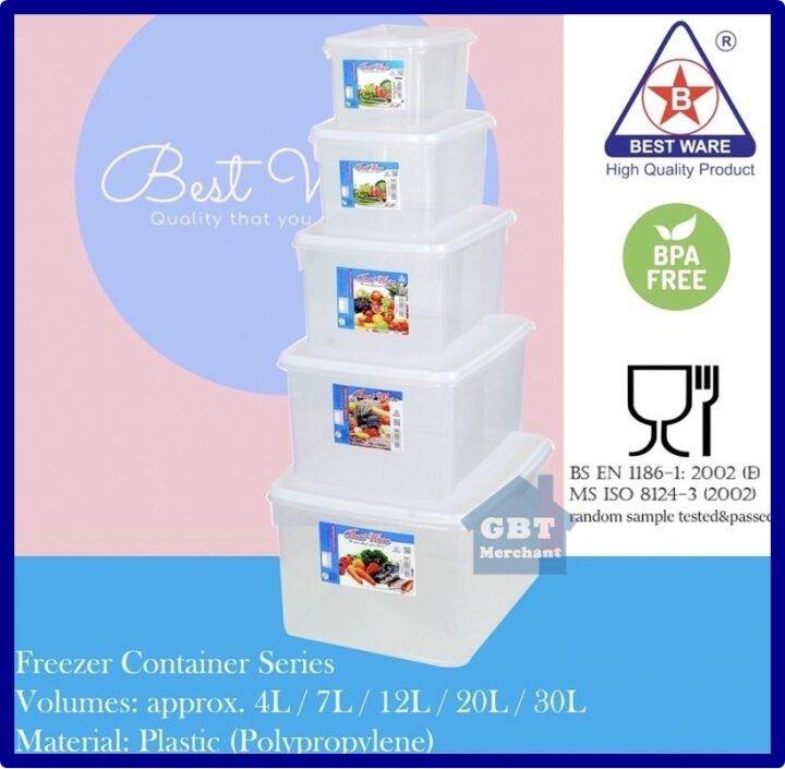 BESTWARE Transparent Plastic Freezer Container / Storage Container / Food Container / Bekas ...