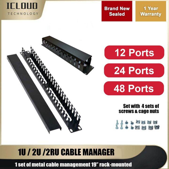 Cable Manager / cable duct Metal Frame 1U 19 inch 12 / 24 / 48 Slot ...