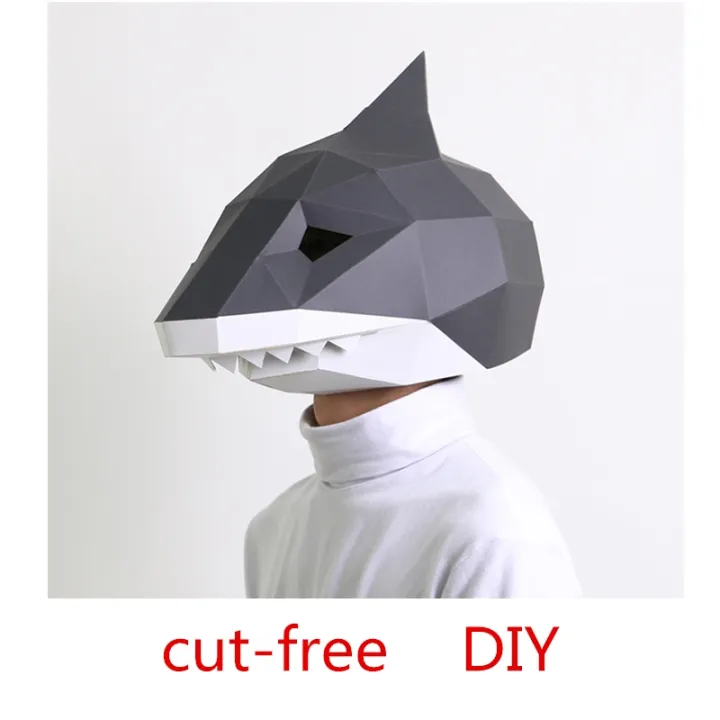 Halloween Creative Horror Shark Full Face Mask 3D Three dimensional ...