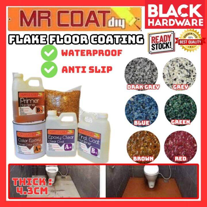 Black Hardware MR COAT DIY Floor Epoxy Paint Epoxy Primer Cat lantai Rumah Epoxy Flake Coating ...
