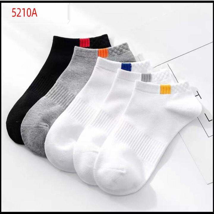 5210A 5 Pairs ผ้าคอตตอน ถุงเท้าสั้นสำหรับผู้ชาย ระบายอากาศได้ระบายอากาศ ดูดซับเหงื่อ ถุงเท้าเรือ ...