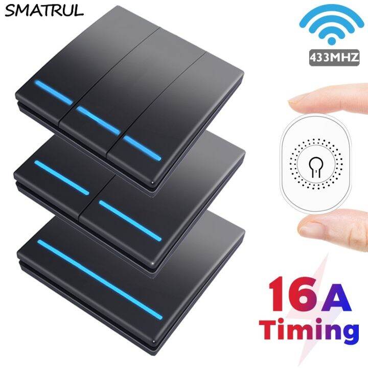 SMATRUL 16A 2 way 433Mhz Wireless smart Switch push Light RF Remote ...
