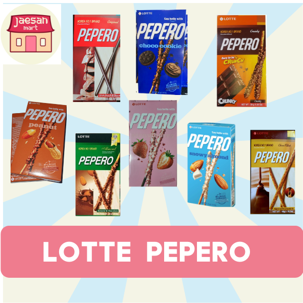 Lotte Pepero Cookie Stick Korean Snack (Flavors : Crunchy / Strawberry ...