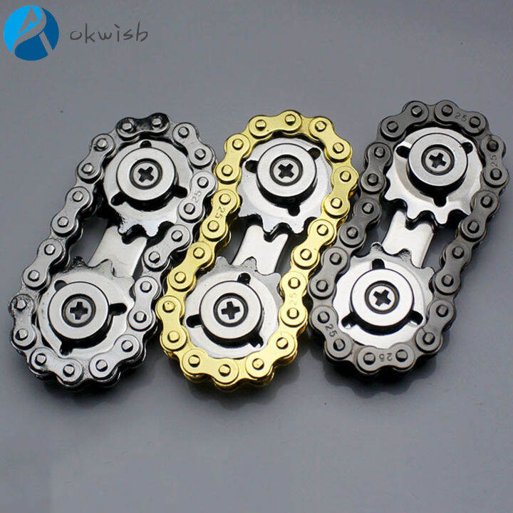 [okwish] Bike Chain Gear Fidget Spinner, Metal Sprocket Chain Fidget ...