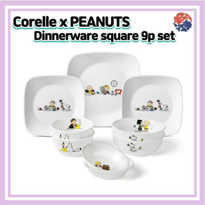 Corelle x PEANUTS Snoopy The Home Dinnerware square 9p set/Corelle USA ...