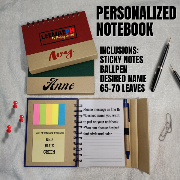 Personalized Notebook With Sticky Notes & Ballpen - FREE NAME (Message ...