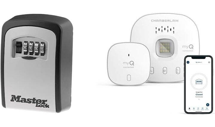 Master Lock Wall Mount Outdoor Lock Box & myQ Chamberlain Smart Garage ...