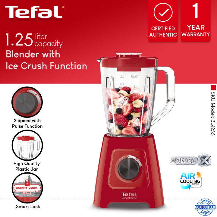 Tefal 1.25L Blendforce 2 Blender with Ice Crush Function BL4255 (Red) | Lazada PH