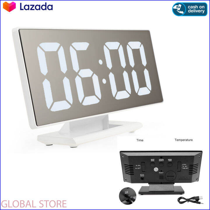 Sonifer Jam Meja Digital Mini DS-3618L Weker Alarm Clock Mirror Led Putih | Lazada Indonesia