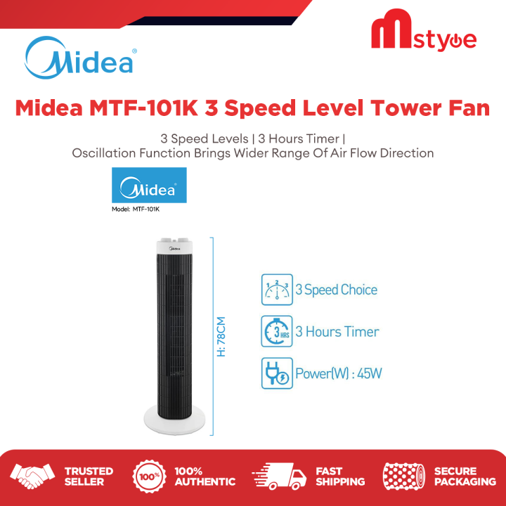 Midea MTF-101K 3 Speed Level Tower Fan | Lazada
