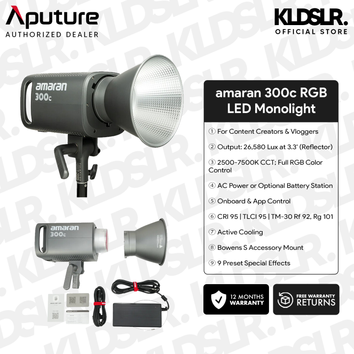 Aputure Amaran 150c / Amaran 300c RGB LED Monolight Full-Color 150W RGBWW Bowens Mount LED Video ...