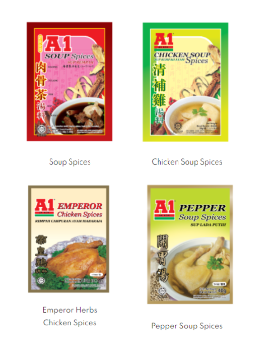 A1 SOUP SPICES / BAK KUT TEH / CHICKEN SOUP / PEPPER SOUP / EMPEROR ...