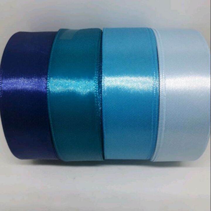 Pita Satin Lebar 1 Inchi (2,5 cm) 1 Gulung/Rol Kelompok Warna Biru ...