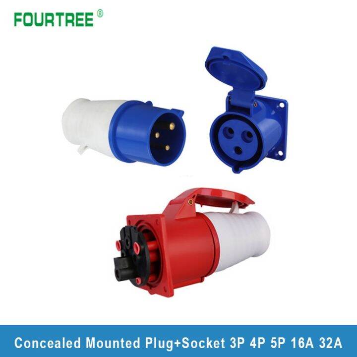 [HOT W] 1 Set Panel Concealed Mounted Industrial Plug Socket 3Pin 4Pin ...