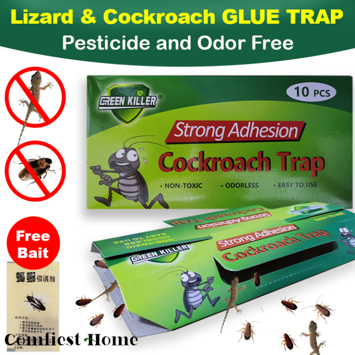 [SG Stock] 10 Traps (1box) Cockroach Trap Lizard Traps Stickers Roach Bait Cockroaches Repellent ...