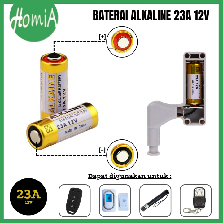 Baterai Alkaline 23A 12V Mini Battery 12 Volt Batu Batre Kering Untuk Bell Pintu Lampu Engsel ...