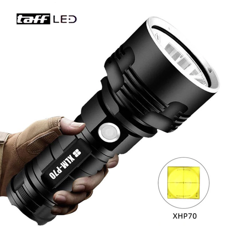 Senter Super Powerful LED Flashlight XLM-P70 XHP50 Tactical Torch USB ...