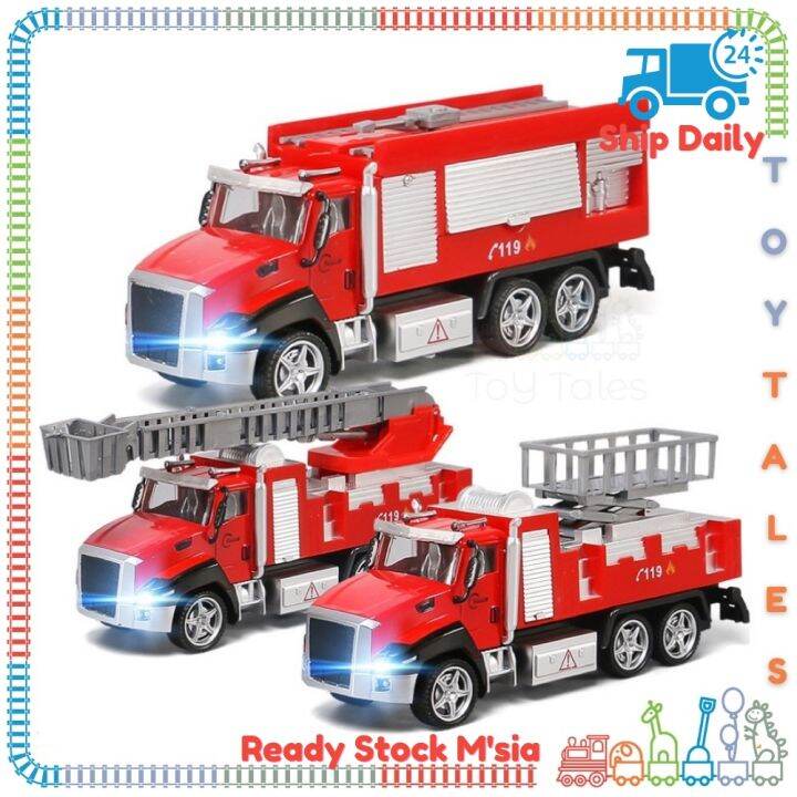 Large Fire Department Toy Cars Sound & Lights Alloy Die Cast Fire ...