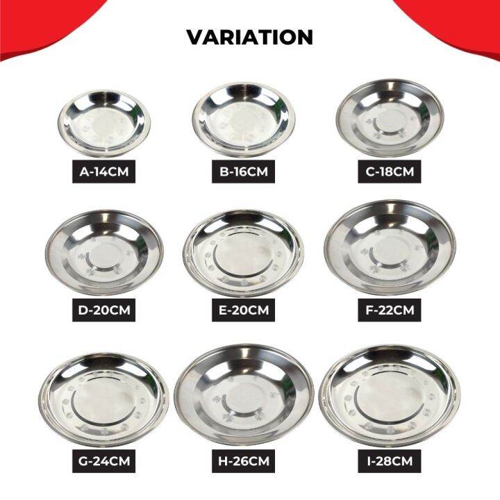 SUPERSAVE Stainless Steel Plate Dish Serving Food Kitchen Tableware ...