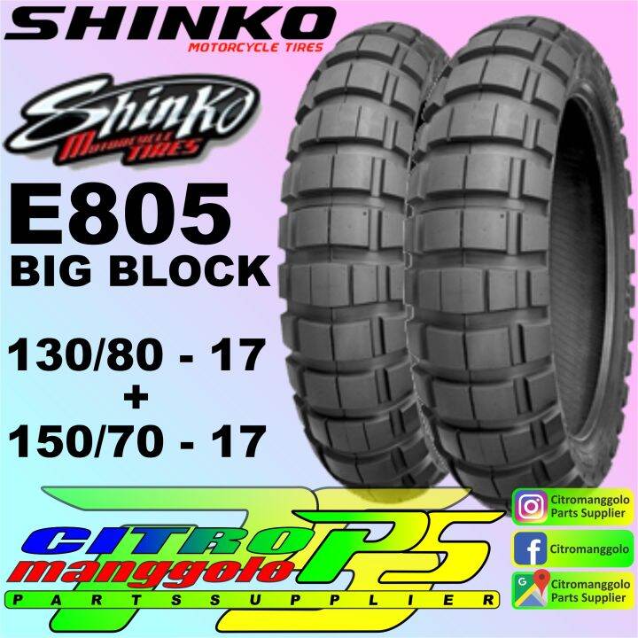 Ban Shinko 130/80 plus 140/80-17 Big Block E805 Paketan Depan Belakang Street Cruiser Scrambler ...