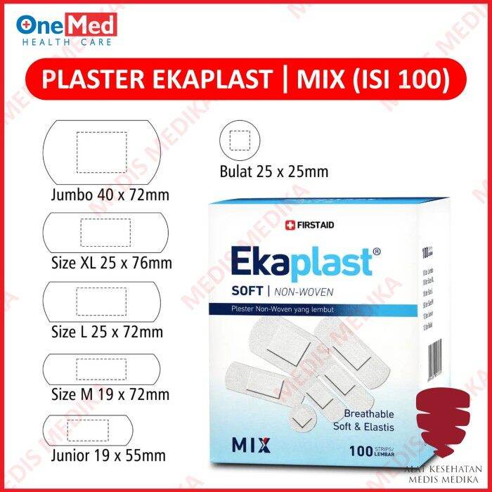Plester Luka Ekaplast Mix Onemed Plaster P3K Non Woven Strip Bulat isi ...
