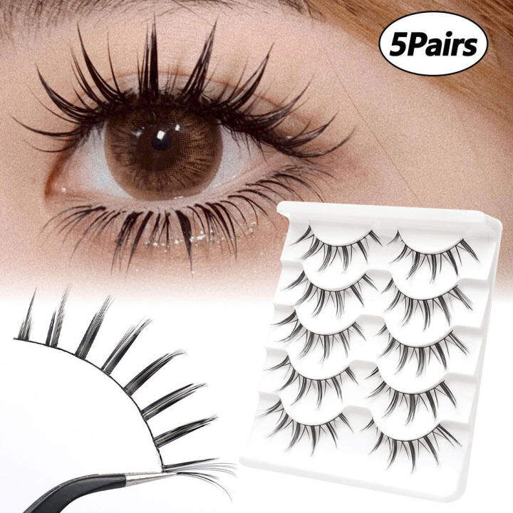 OH-Beauty ขนตาปลอม Peralatan Rias ต่อขนตาเพิ่มวอลลุ่มขนตาชิ้นยาวธรรมชาติชุดปีศาจน้อยคอสเพลย์3D 5 ...