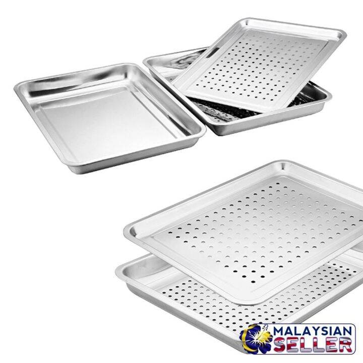 Stainless Steel Rectangular Water Oil Filter Tray With Holes Bakeware ...