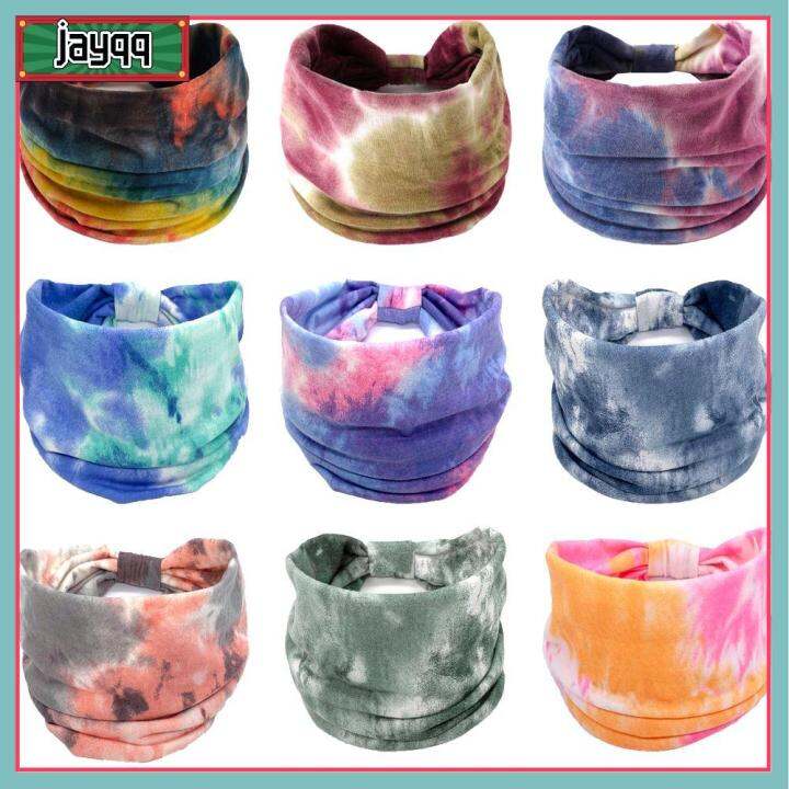 JAYQQ โบโฮ ไขว้ วงผมยืดหยุ่น สำหรับผู้หญิงหญิง ผ้าพันคอผม ที่คาดผมแบบกว้าง กีฬาหัว wraps ที่คาด ...