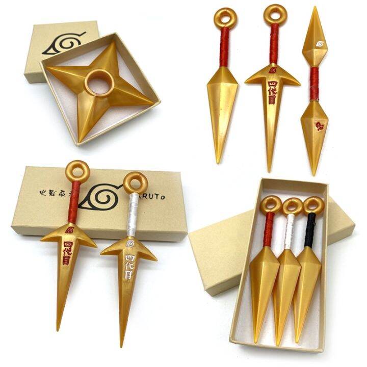 Anime Naruto Golden Weapon Model Shuriken Kunai Cosplay Props PVC Role ...
