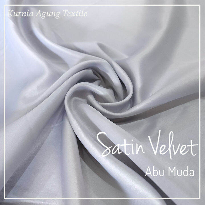 Satin Velvet Halus Jatuh Warna ABU MUDA Bahan Bridesmaid Gaun Gamis ...