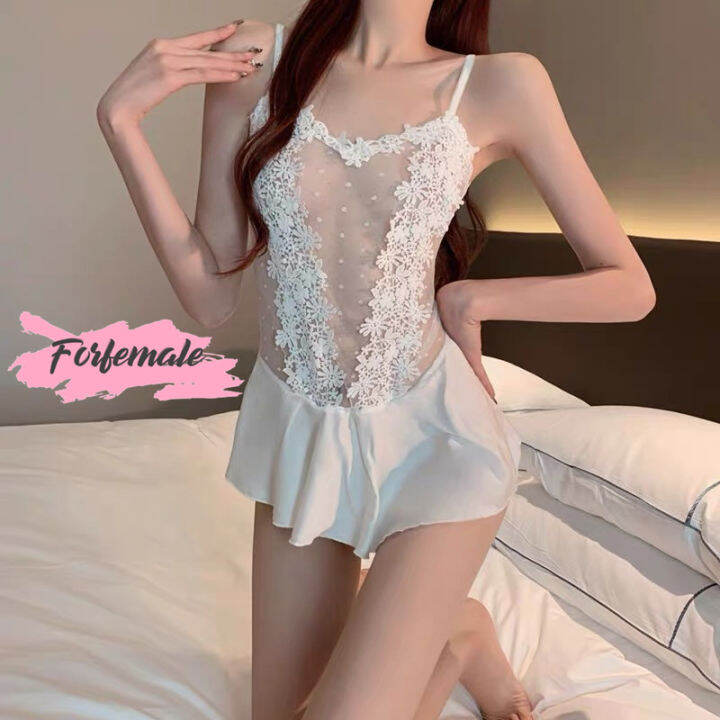 Forfemale ชุดนอนเซ็กซี่ กระโปรงลูกไม้ กระโปรงสั้นน่ารัก กระโปรง+กางเกงชั้นใน 💕Set 💕（F1004 ...