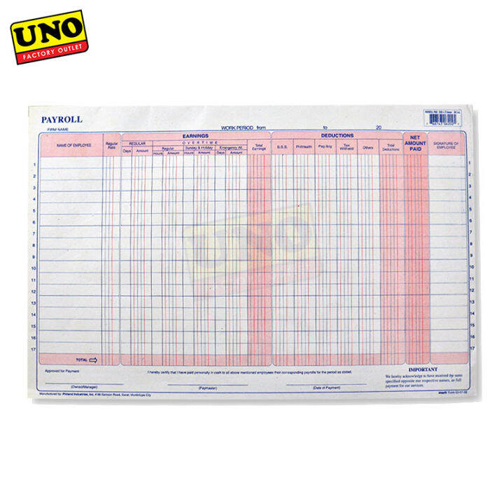 UNO PAYROLL PAD 50 LVS | Lazada PH
