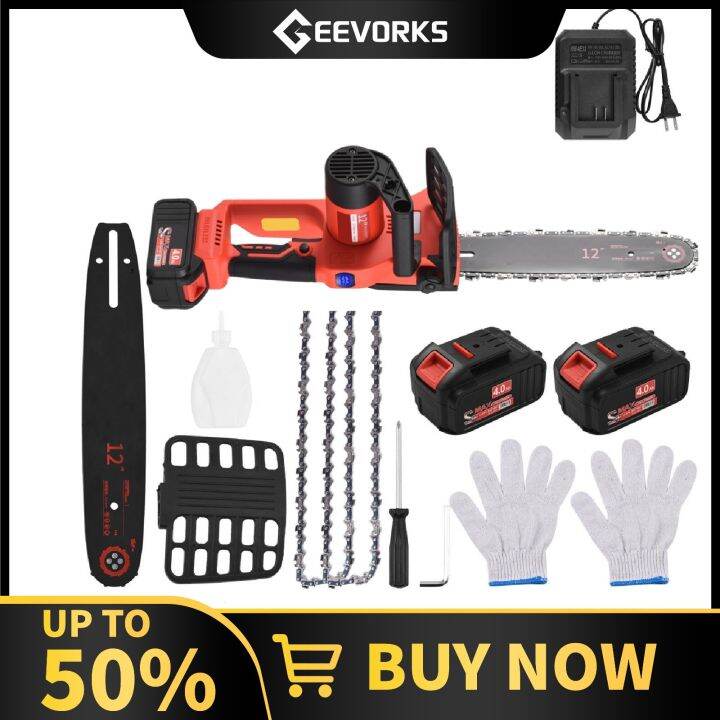 Geevorks 12 Inch 21V Brushless High Power Chainsaw Cordless Handheld ...