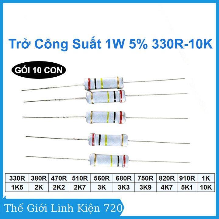 Điện trở vạch công suất 1W 5%, điện trở sứ giá trị 330R - 10K ( gói 10 con) | Lazada.vn