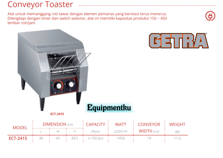 CONVEYOR TOASTER GETRA ECT-2415 pemanggang | Lazada Indonesia