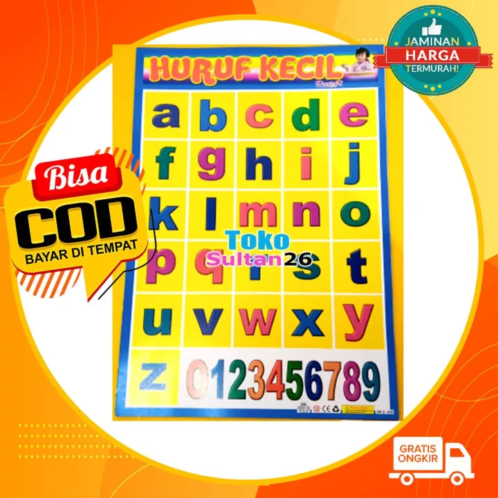 Poster Edukasi Belajar Anak Mengenal dan Menulis Huruf Kecil Alphabet ...