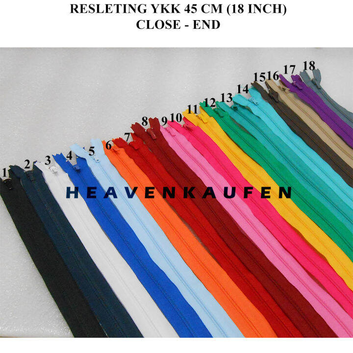 Resleting Zipper LFC YKK 45 CM / 18 inch Close-End Warna Warni Harga Per Biji | Lazada Indonesia