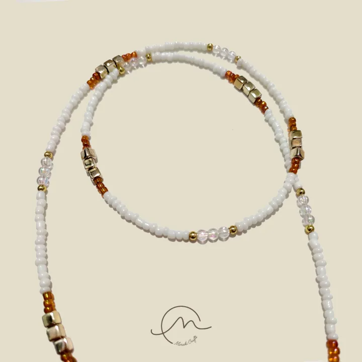 White and Gold fashionable mask chain lanyard meraki crafts | Lazada PH