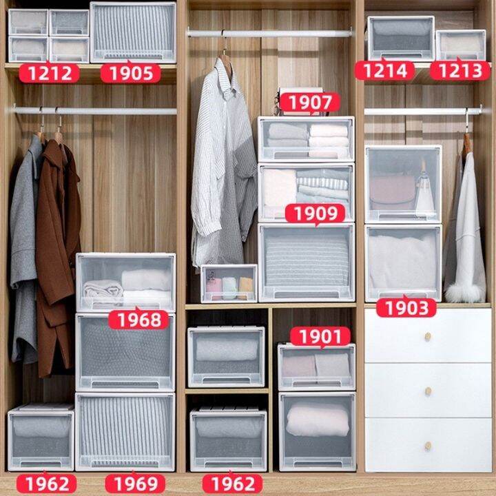 Plastic storage box drawer storage box storage cabinet wardrobe shoe ...