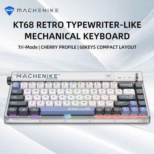 KT68 Mache สามโหมดคีย์บอร์ดแบบกลไก68ปุ่ม RGB ร้อน-Swappable 2.4G แป้น ...