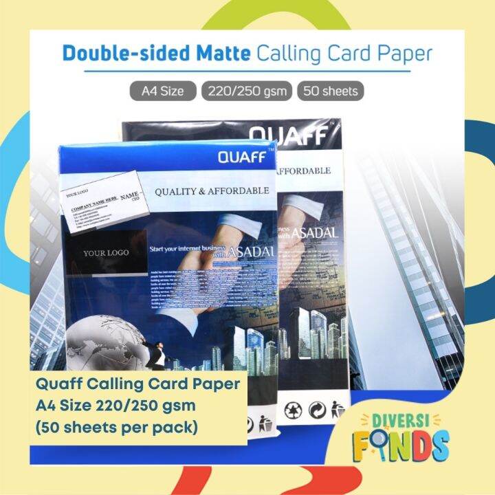 Quaff Calling Card Paper White A4 Size 220gsm and 250gsm 50 sheets/pack ...