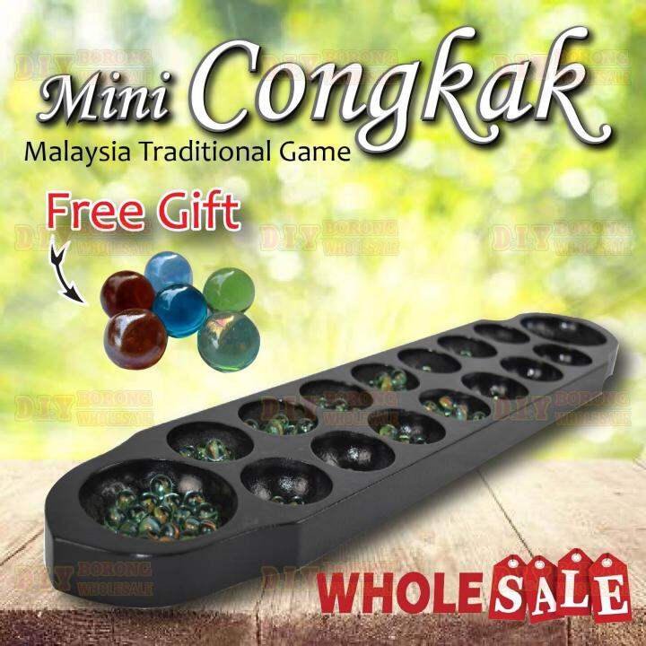 Mini Wooden Congkak Board Malaysia Traditional Games FREE MARBLES/Papan ...