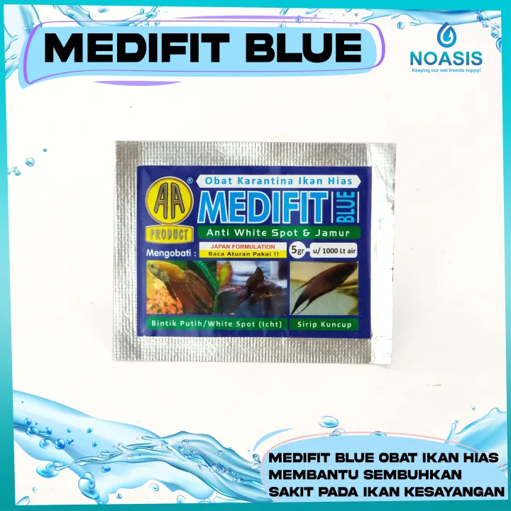 MEDIFIT BLUE OBAT BIRU IKAN ANTI WHITE SPOT BINTIK PUTIH JAMUR 5 GR ...