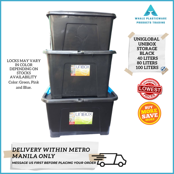 Uniglobal Unibox Storage Box Black ( 40L / 80L / 100L ) | Lazada PH